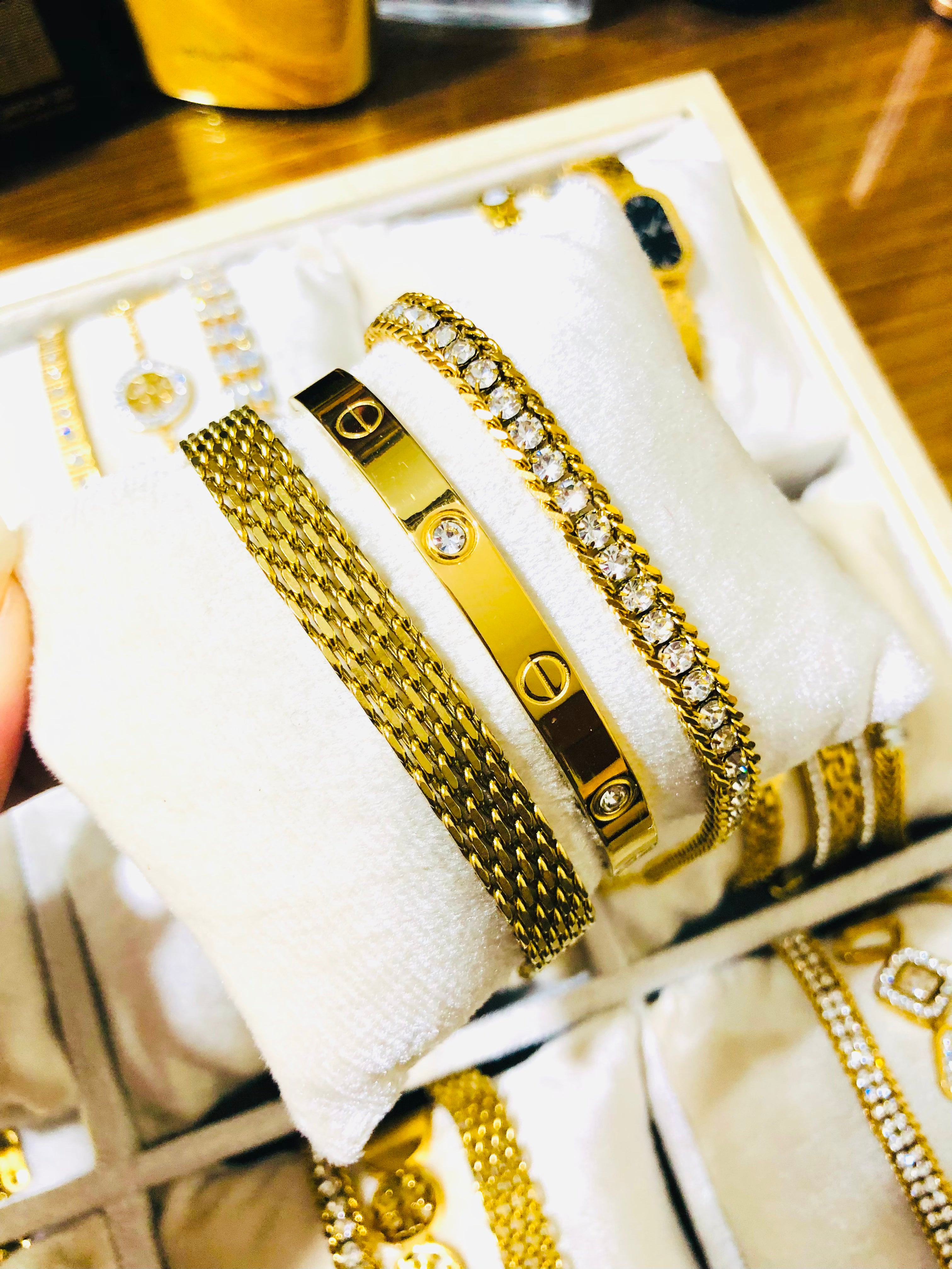 3 Pcs Mesh, Bella and Cartier Bangle Stack